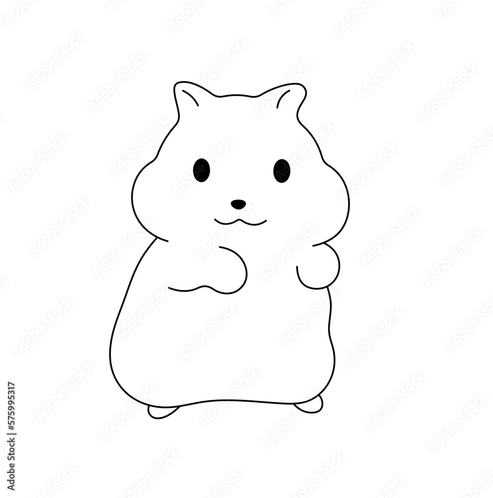 Vector isolated one single cute cartoon funny hamster colorless black ...