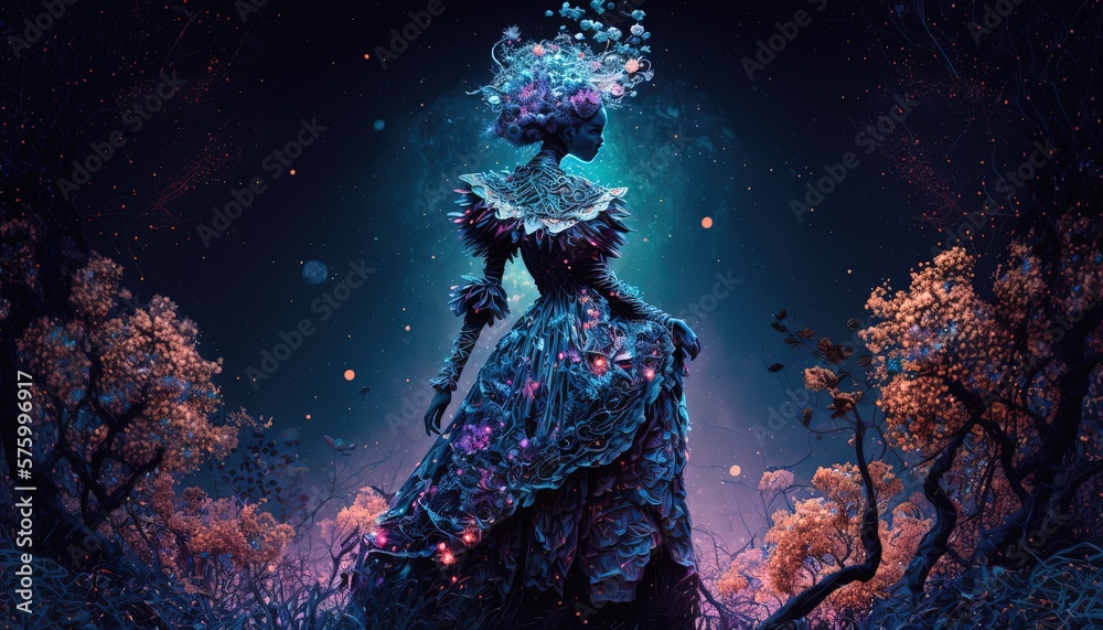 beautiful woman fae in magic enchanted forest fantasy atmosphere ...