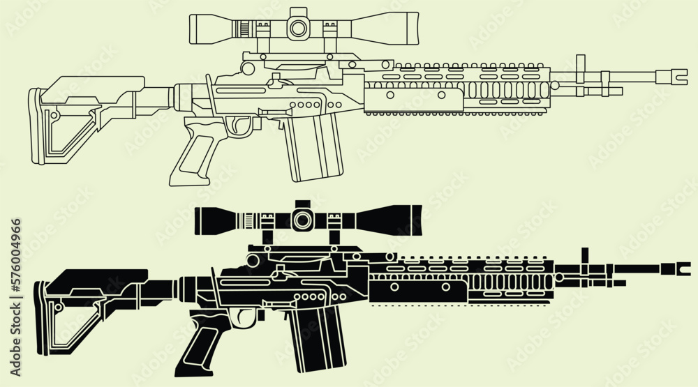m21 vector illustration with outline and silhouette. Stock Vector ...