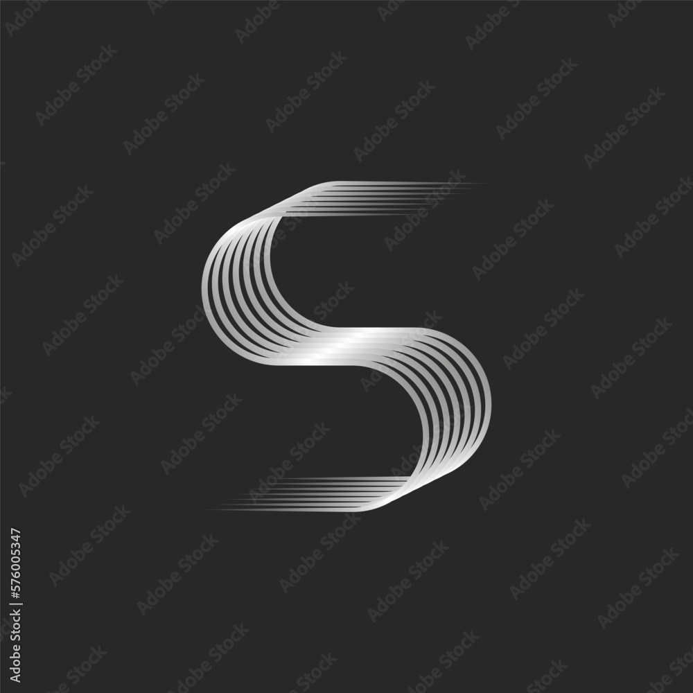 Letter S logo monogram 3d rounded isometric shape, identity mark from ...