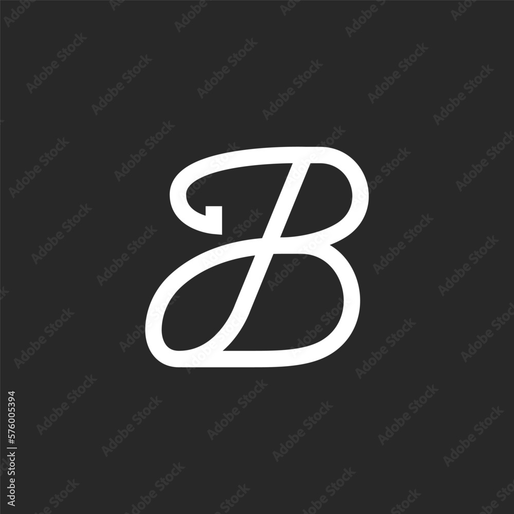 Italic letter B initial logo calligraphic monogram design, handwritten ...