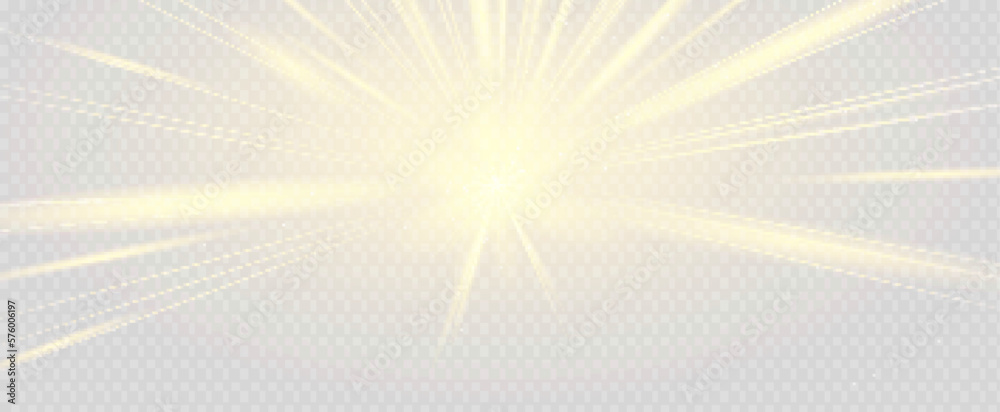 Sun glare. Glowing isolated white transparent light effects set, red ...