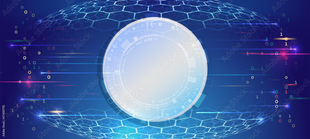 Hi-tech digital technology and engineering concept. Wide Sci fi ...