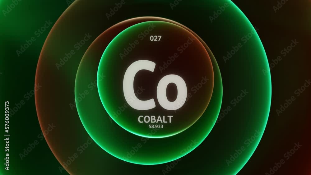Cobalt as Element 27 of the Periodic Table. Concept animation on ...