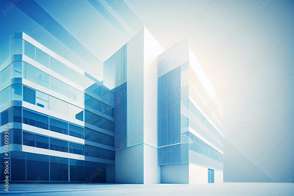 Innovation technology building white and blue color perspective design ...