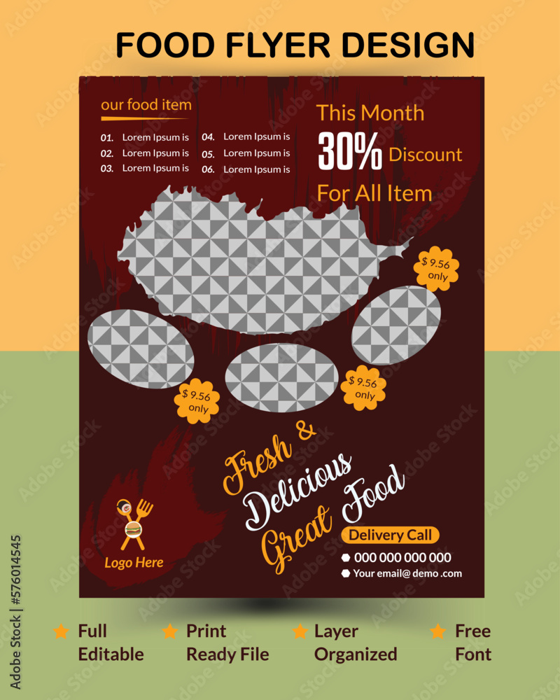 Restaurant Food Flyer Template with photo,Pizza flyer, Restaurant flyer ...