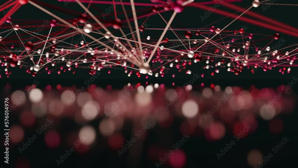 Animation of weaving lines. Chaotic movement of particles connected by ...