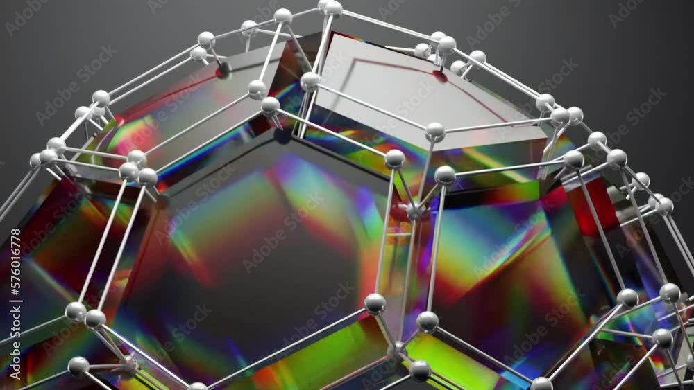 Futuristic animation of abstract glass shape with a color effect of the ...