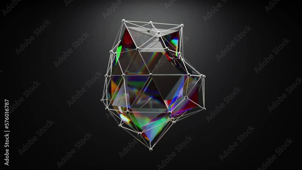 Futuristic animation of abstract glass shape with a color effect of the ...