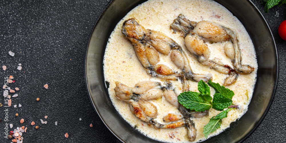 fried frog legs meat cuisine french food healthy meal food snack on the ...