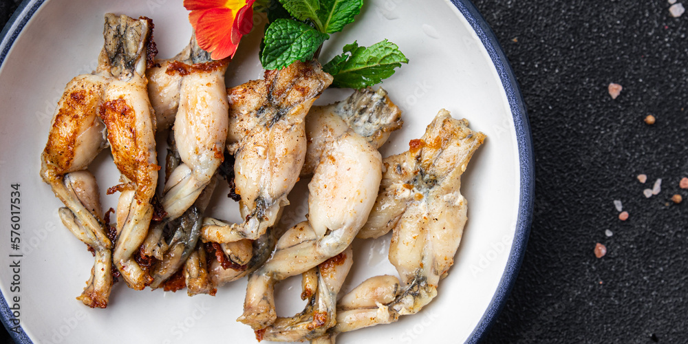 fried frog legs meat cuisine french food healthy meal food snack on the ...