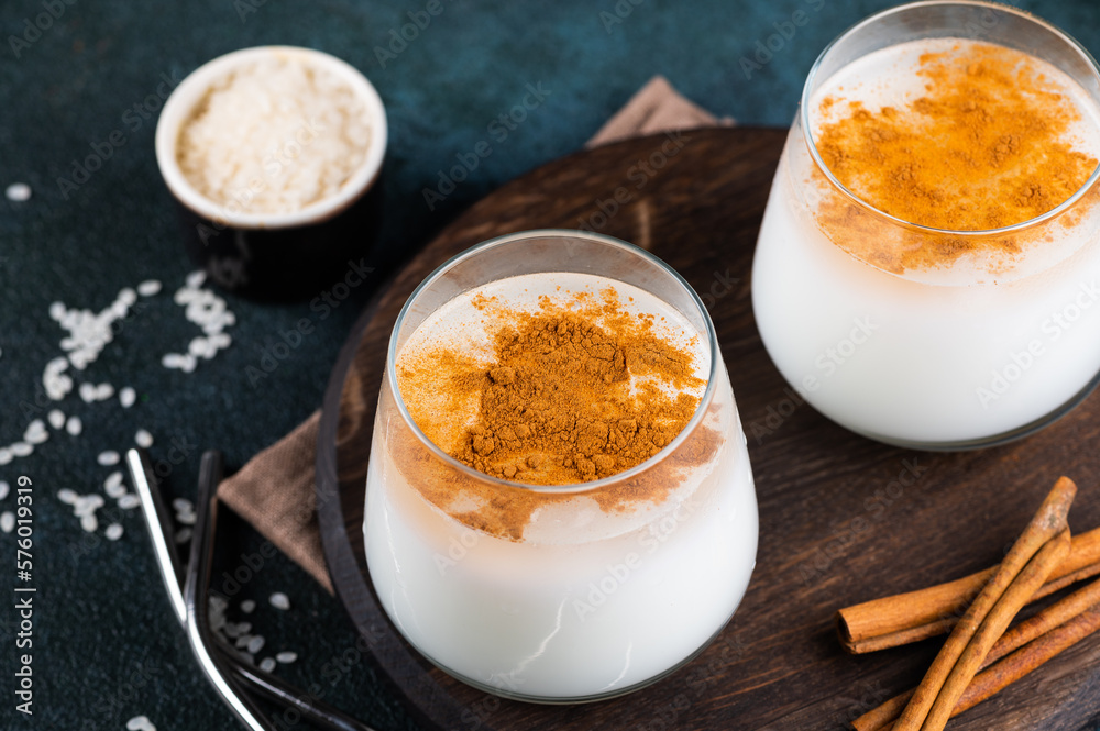 Delicious Horchata with cinnamon in the top. Rice water. Valencian ...