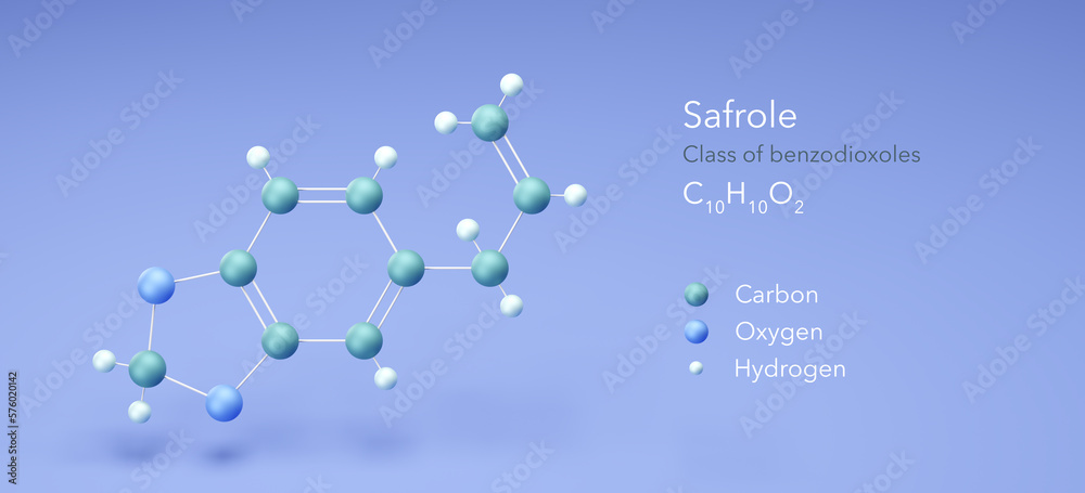 safrole molecule, molecular structures, mdma, 3d model, Structural Chemical Formula and Atoms ...