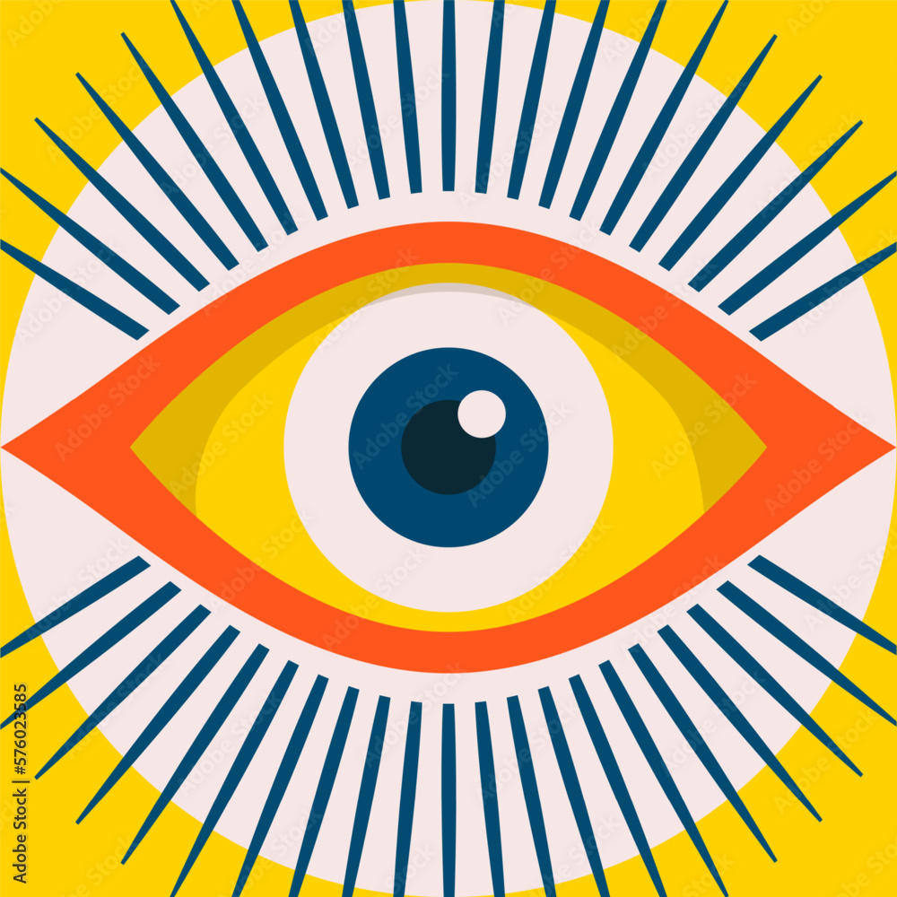 Eye card minimal 20s geometric style with figures and shapes circle ...