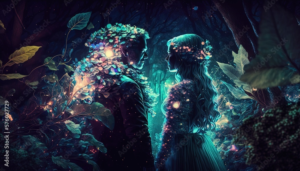 beautiful elven couple togetherness moment, affectionate eye contact ...