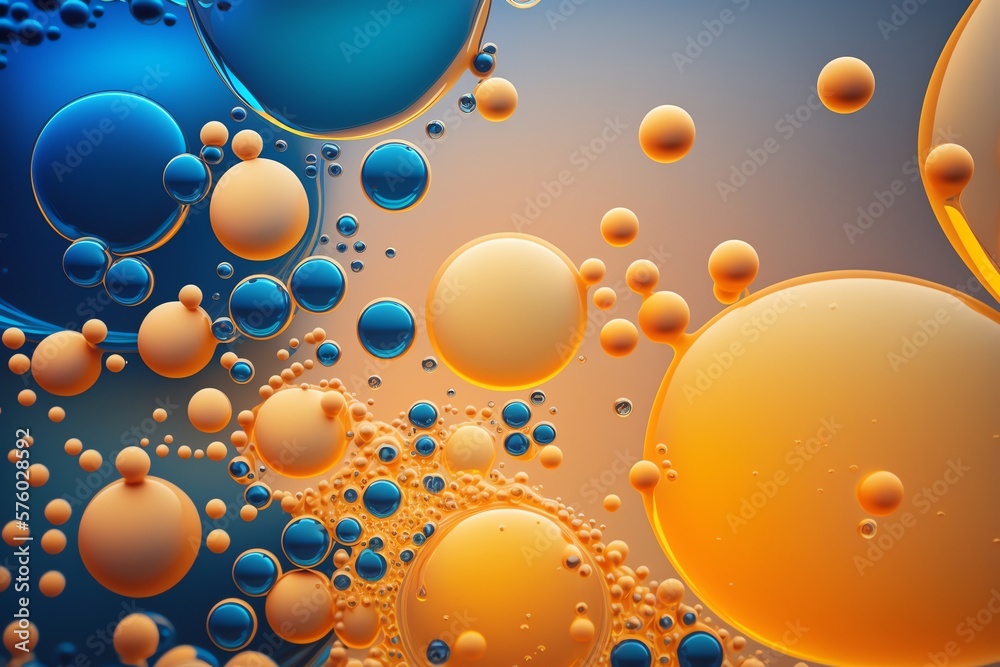 orange and blue bubbles background. Color bubbles. Bubble background. Generative ai Stock ...