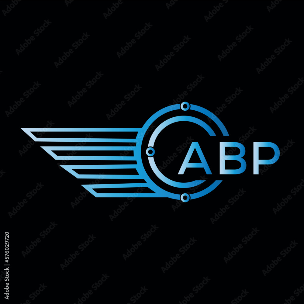 ABP logo, letter logo. ABP blue image on black background. ABP ...
