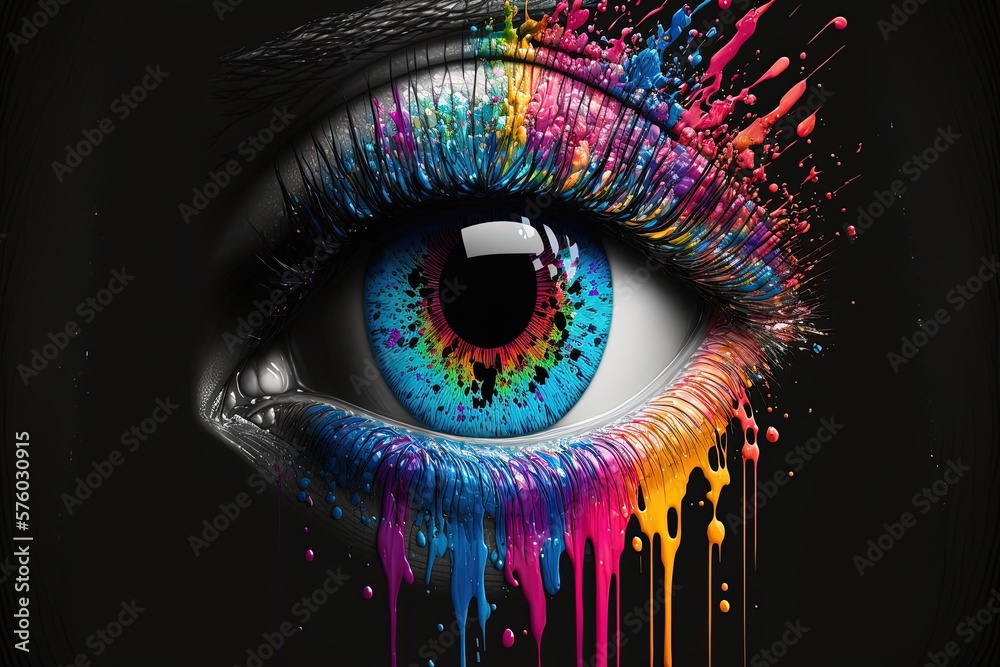 Beautiful human blue eye realistic. Wallpaper for phone, close-up, zoom ...