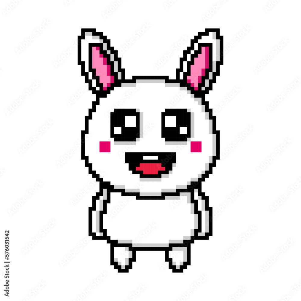 cute rabbit pixel art design vector kawaii Stock Vector | Adobe Stock