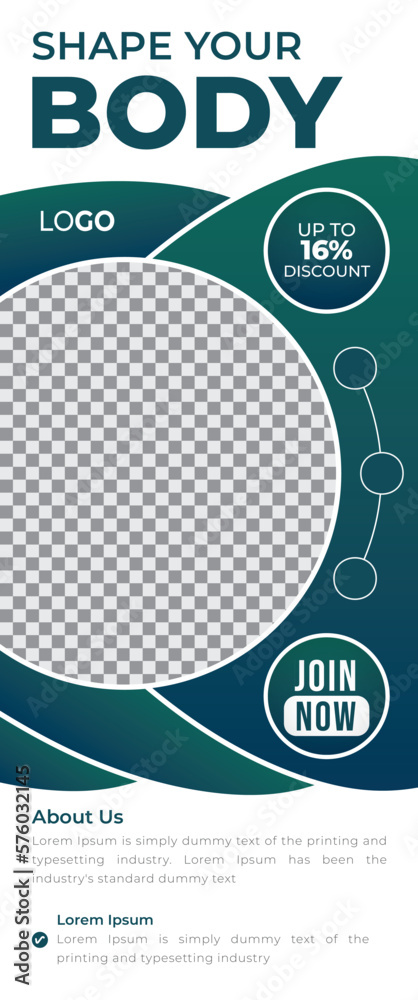 Body Fitness Roll Up Stand Banner Standee Web Advertisement Template ...