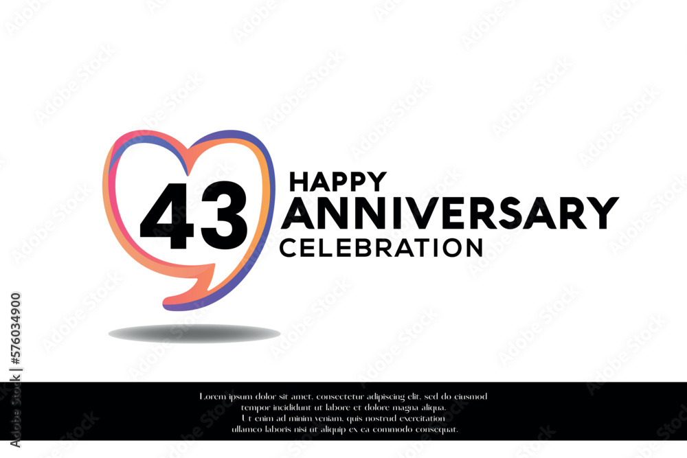 Vector 43rd anniversary logo background design with gradient elements ...