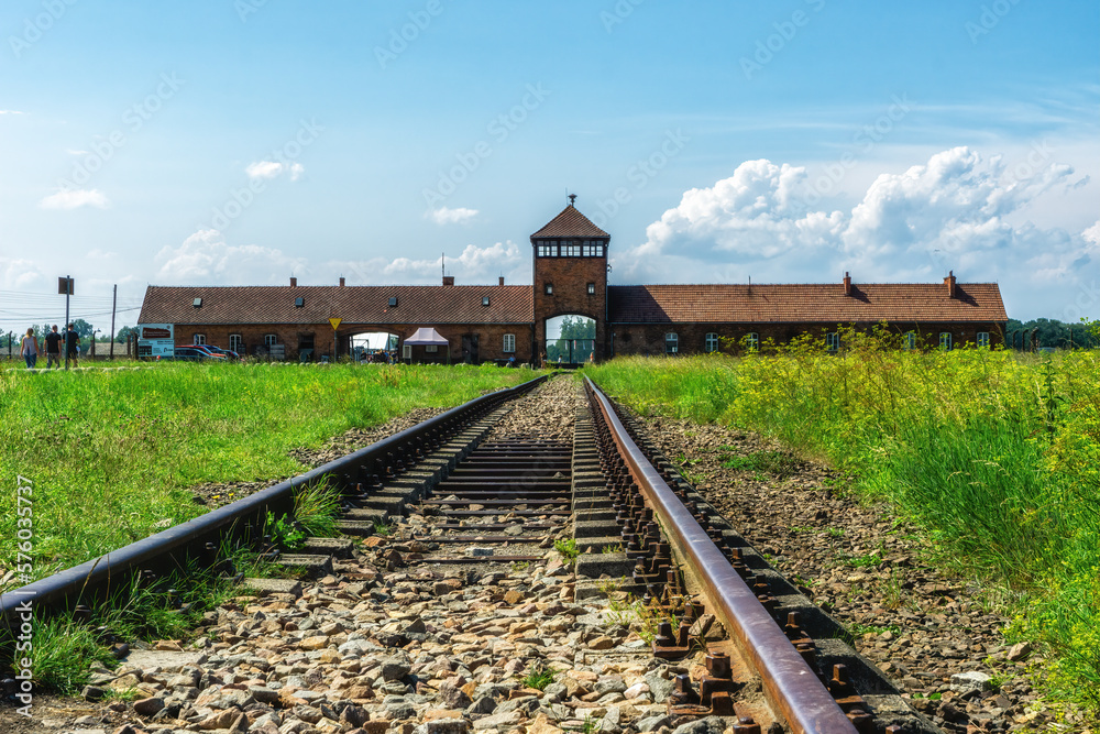 Railroad Track and the Gate of Death - Entrance of Auschwitz II ...