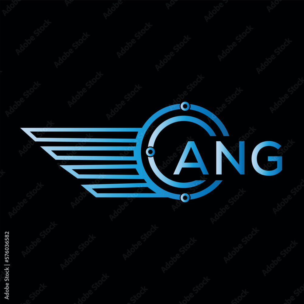 ANG logo, letter logo. ANG blue image on black background. ANG ...