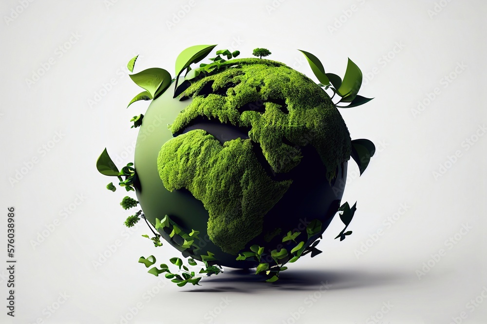 ภาพประกอบสต็อก World environment day text with a full view of planet ...