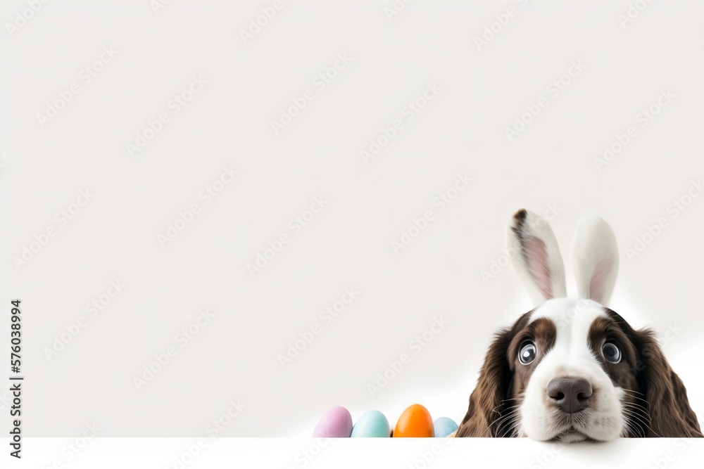 Background of cute puppy dog wearing bunny ears of Easter. Wallpaper ...