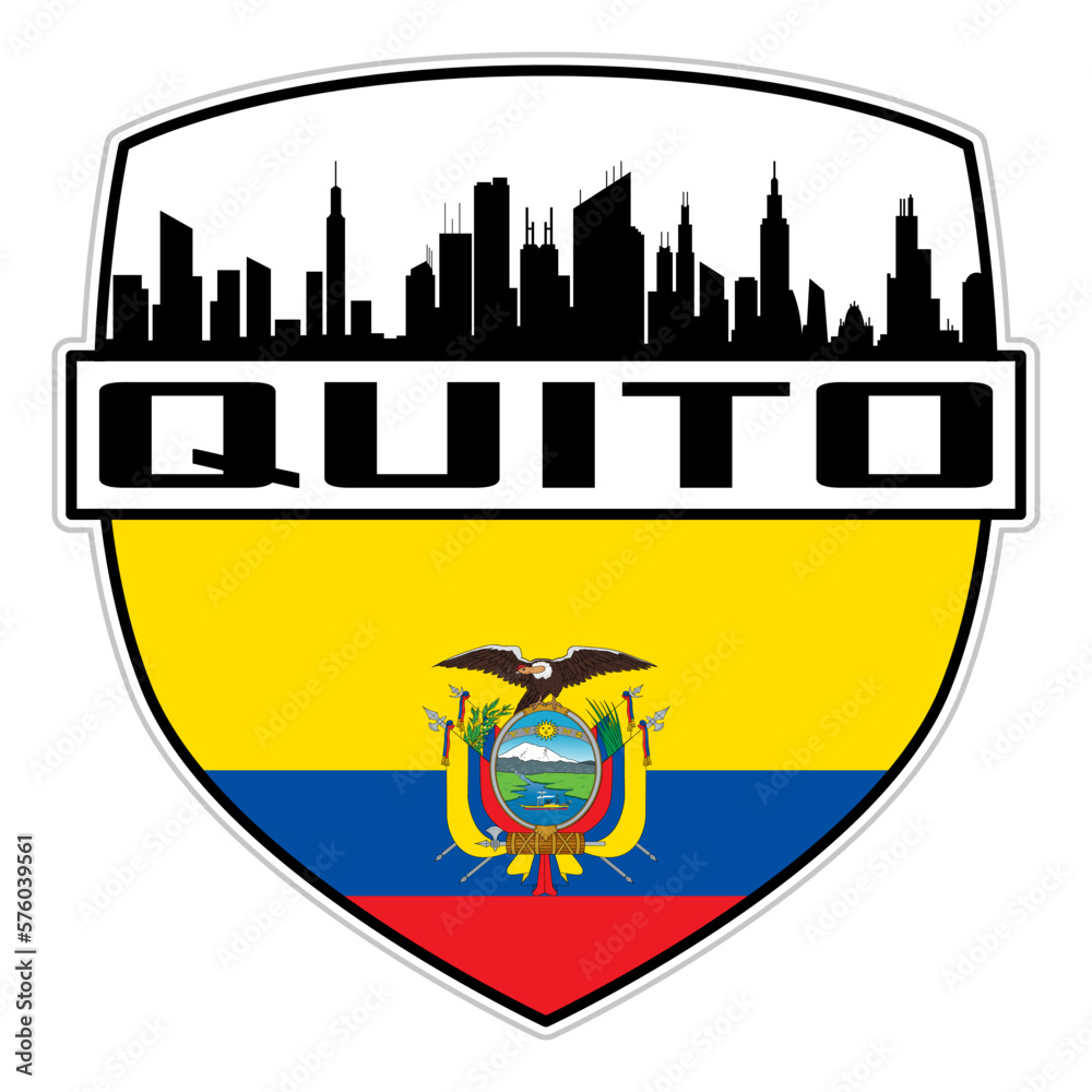 Vetor de Quito Ecuador Flag Skyline Silhouette Quito Ecuador Lover ...