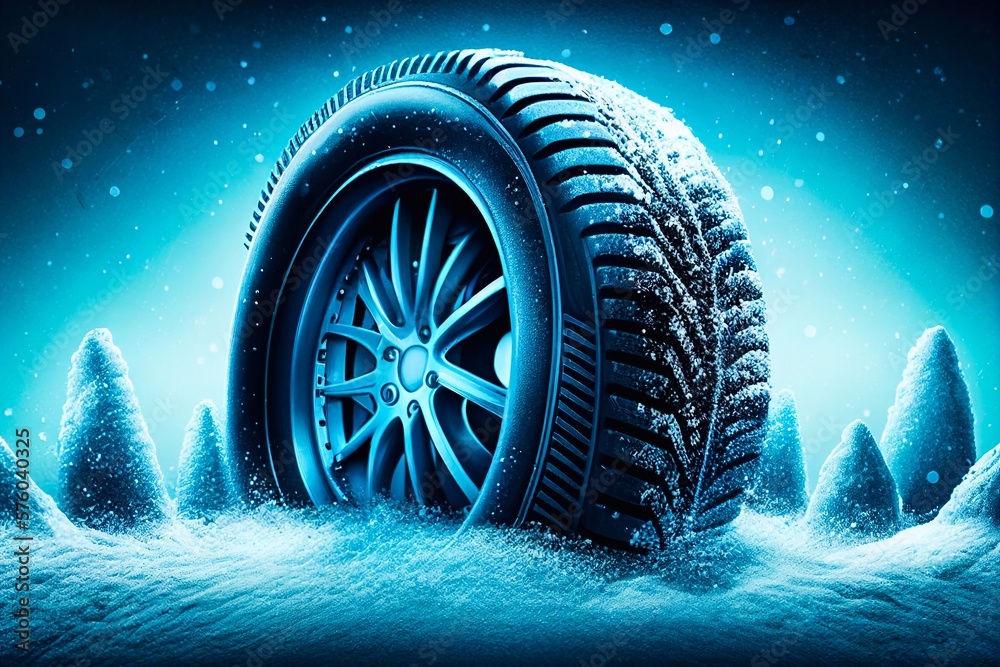 Tires car advertisement poster. Black rubber tyre set. Shining disk car ...