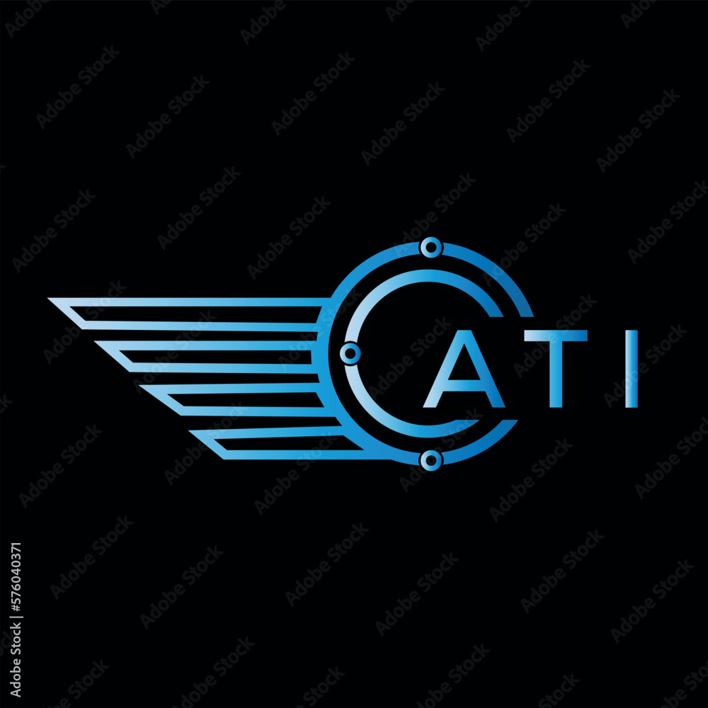 ATI logo, letter logo. ATI blue image on black background. ATI ...