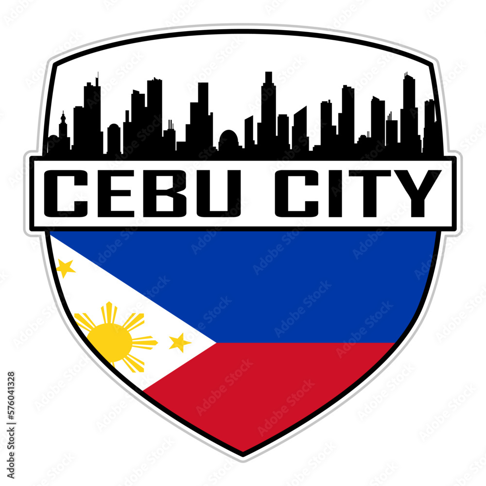 Cebu City Philippines Flag Skyline Silhouette Cebu City Philippines ...