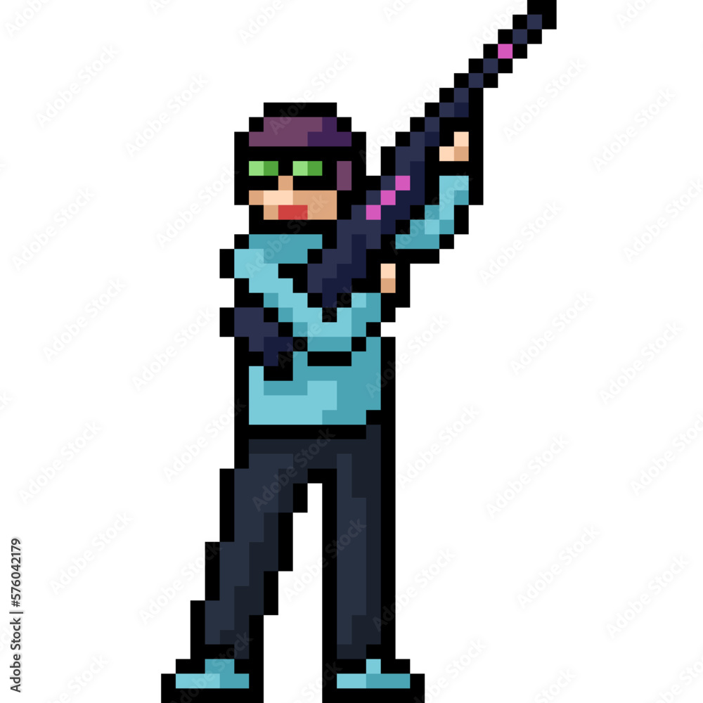 pixel art man toy gun Stock Vector | Adobe Stock