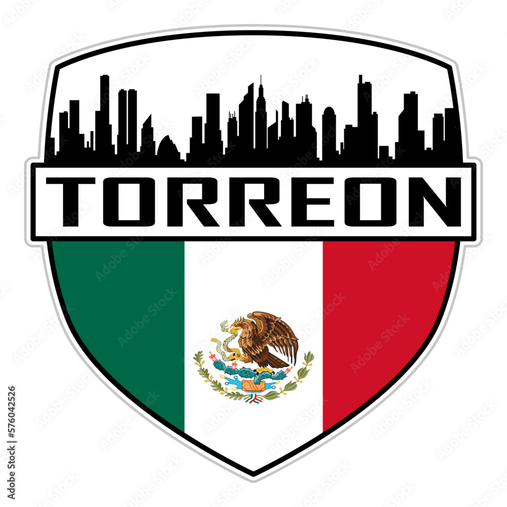 Vetor de Torreon Mexico Flag Skyline Silhouette Torreon Mexico Lover ...