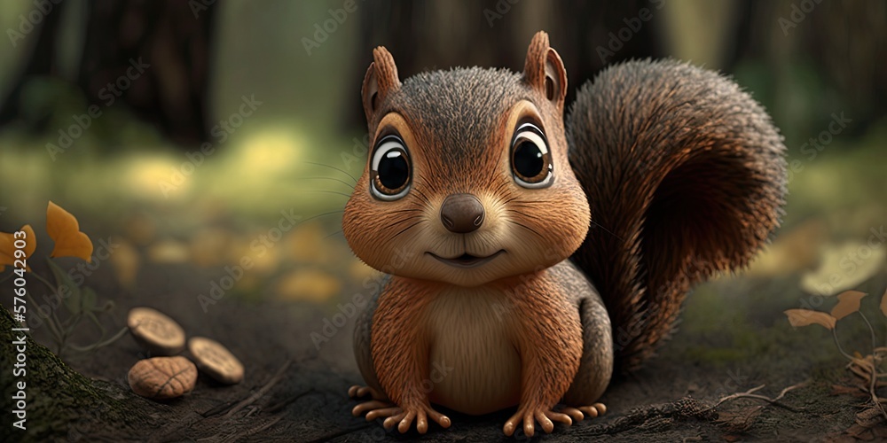 Cute Cartoon Squirrel Character (Generative AI) Stock Illustration ...