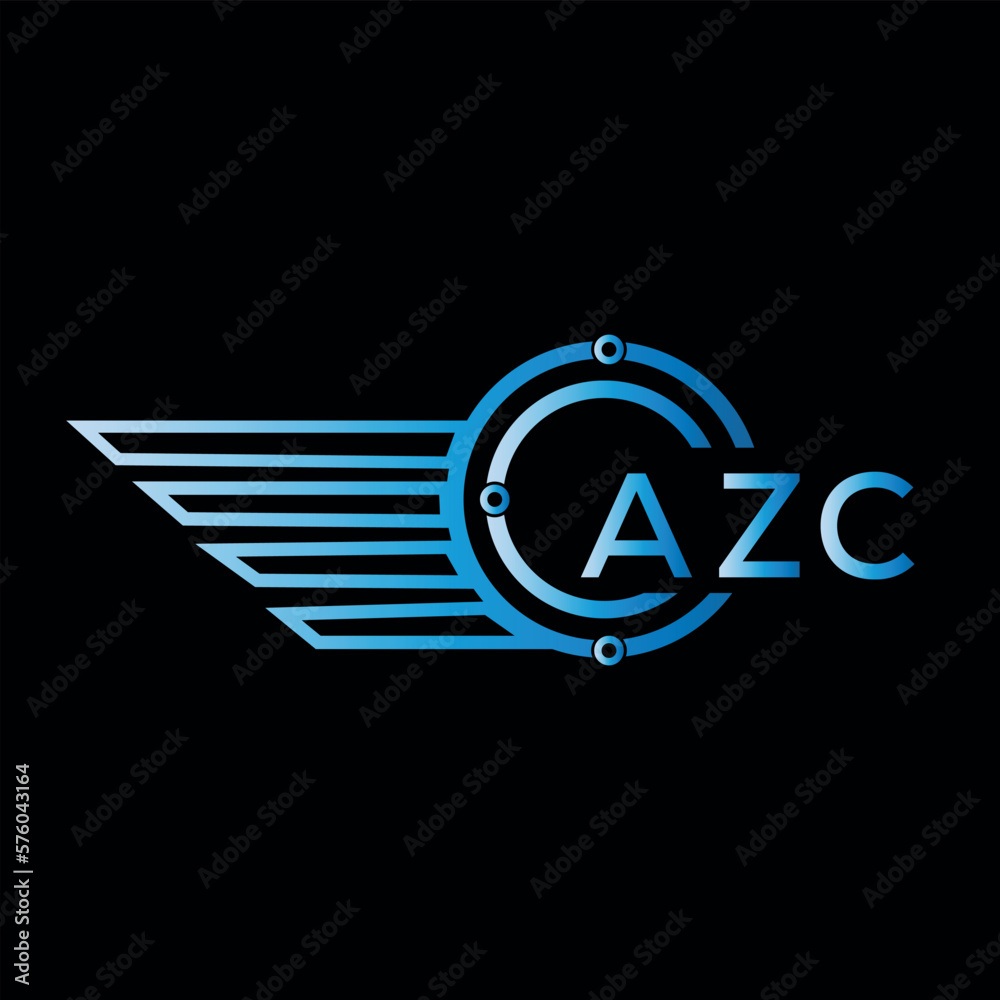 AZC logo, letter logo. AZC blue image on black background. AZC ...