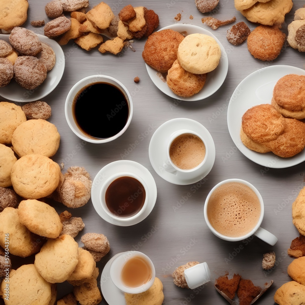 morning coffee and biscuit - high-calorie breakfast, unhealthy food ...