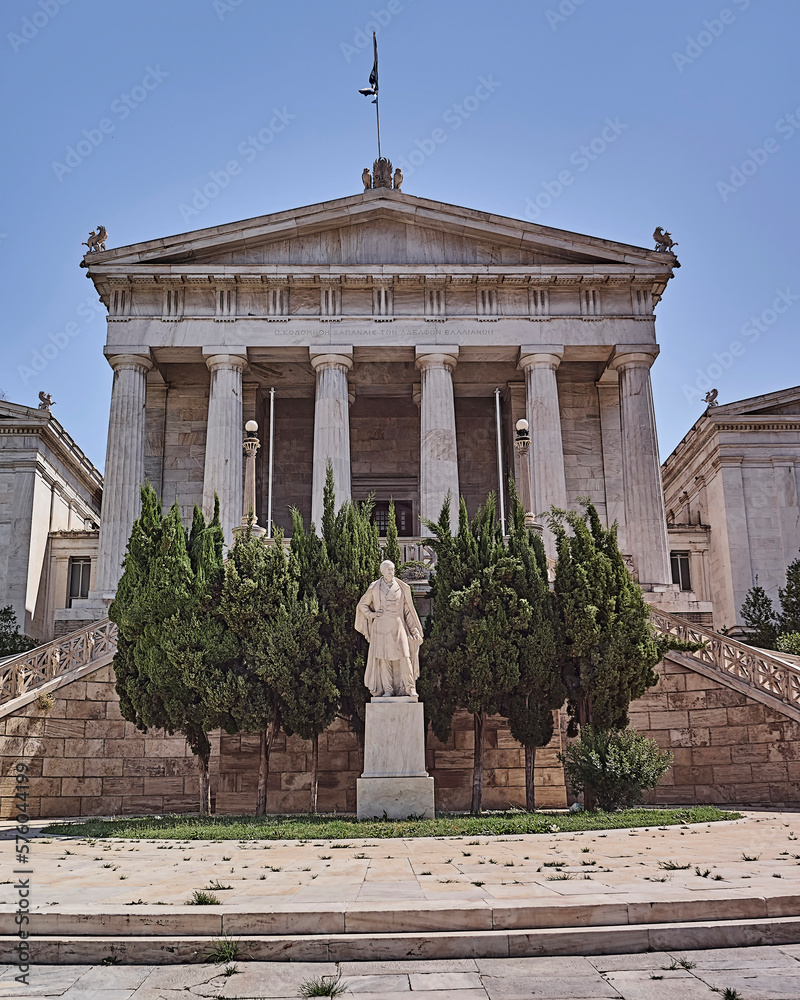 The old National Library white marble front, with impressive double ...