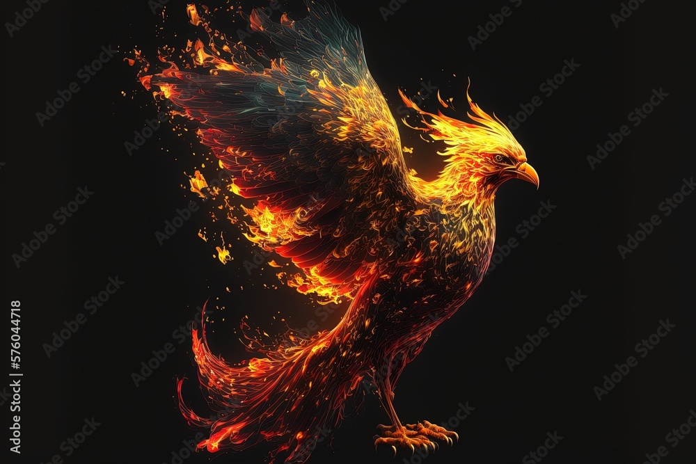 ..The phoenix bird rises from the fire Rebirth fantasy symbol of ...