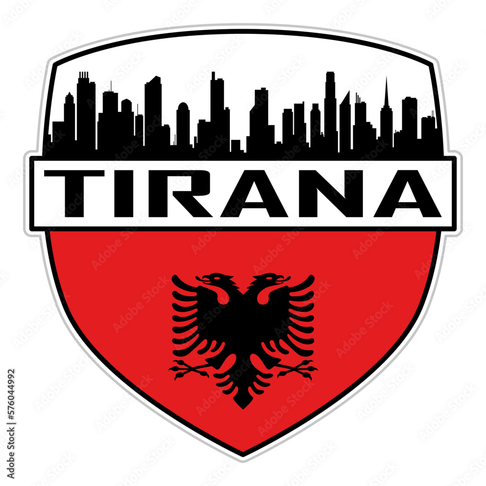 Tirana Albania Flag Skyline Silhouette Tirana Albania Lover Travel ...