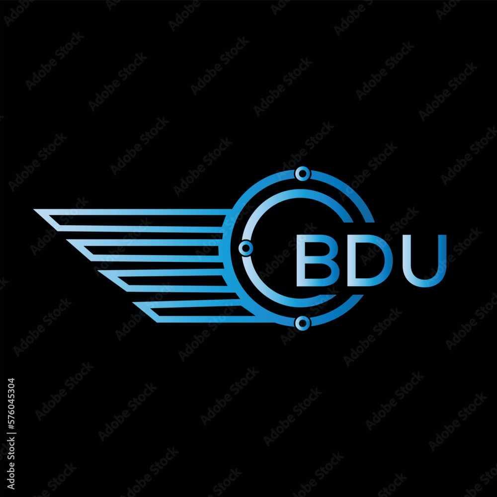 BDU logo, letter logo. BDU blue image on black background. BDU ...