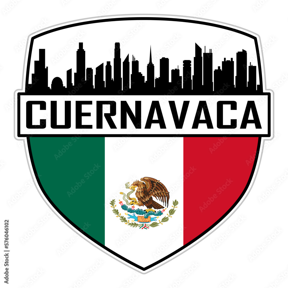 Vecteur Stock Cuernavaca Mexico Flag Skyline Silhouette Cuernavaca ...