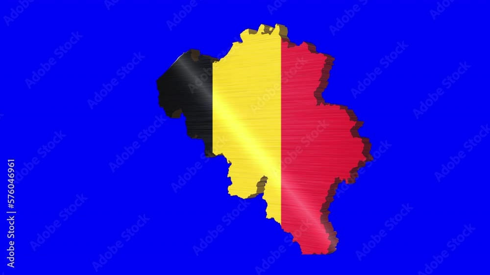 3D animation of Belgium map rotating, isolated by alpha channel ...