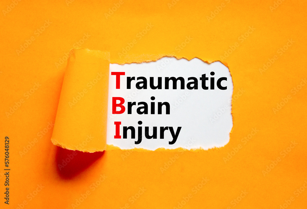 TBI traumatic brain injury symbol. Concept words TBI traumatic brain ...
