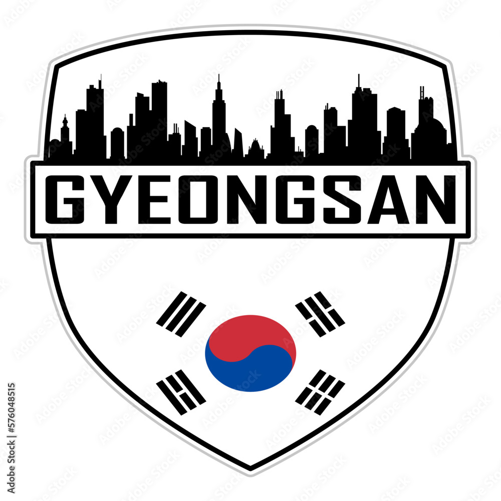 Gyeongsan South Korea Flag Skyline Silhouette Gyeongsan South Korea ...