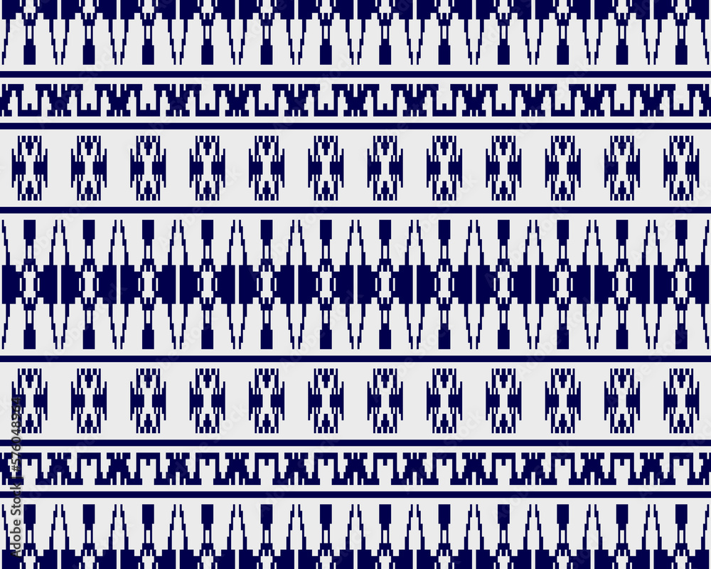 Tribal seamless pattern vector in blue white colors. Print with Thai ...