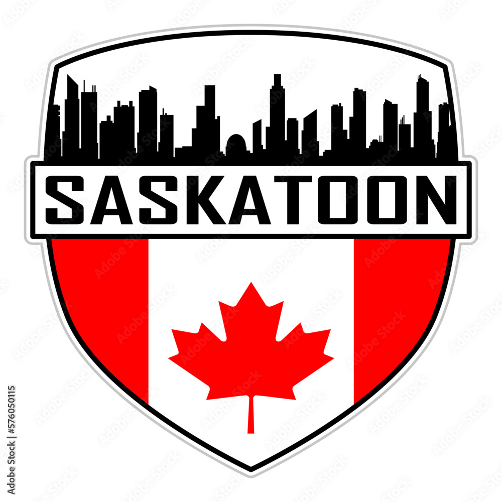 Saskatoon Canada Flag Skyline Silhouette Saskatoon Canada Lover Travel