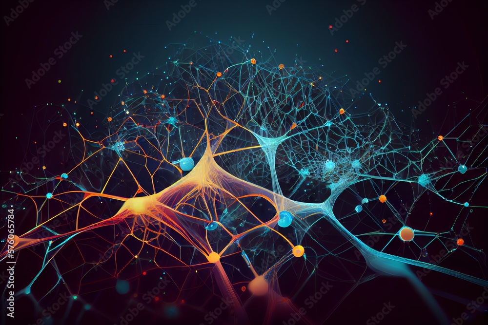 Image Of Futuristic Neural Networks Network With Connections And Cells ...