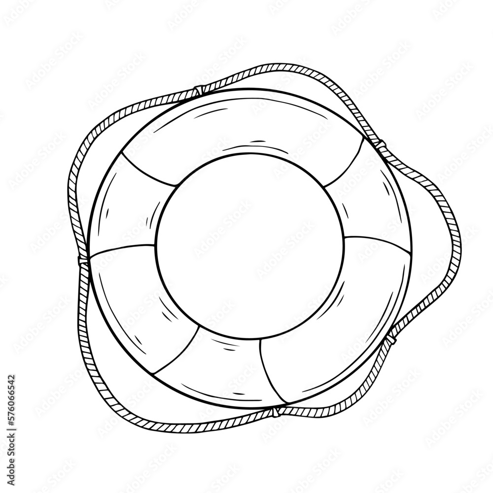 Marine life buoy. Linear sketch, vector graphics. Stock Vector | Adobe ...